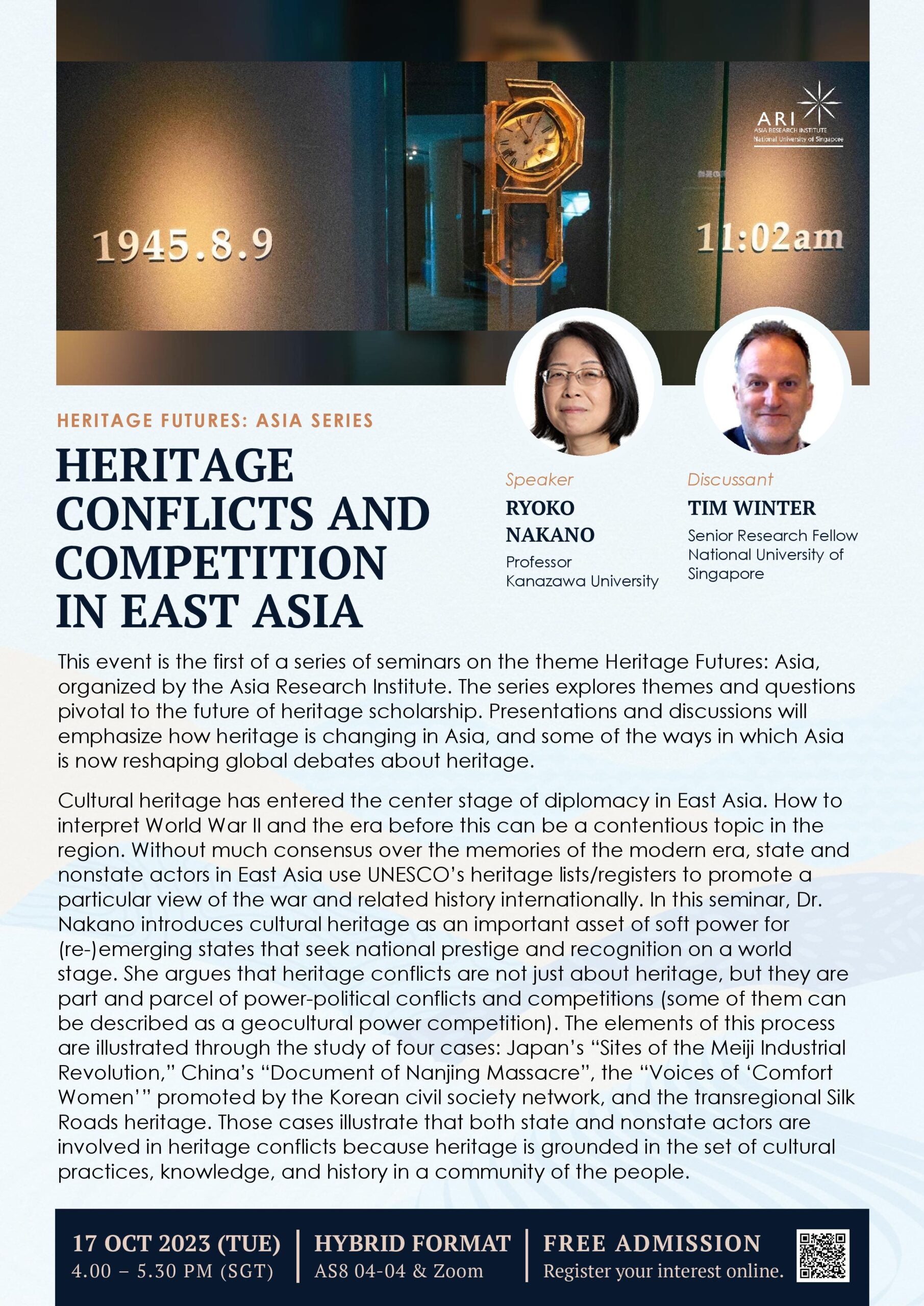 HERITAGE FUTURES: ASIA SERIES – Heritage Conflicts and Competition in ...